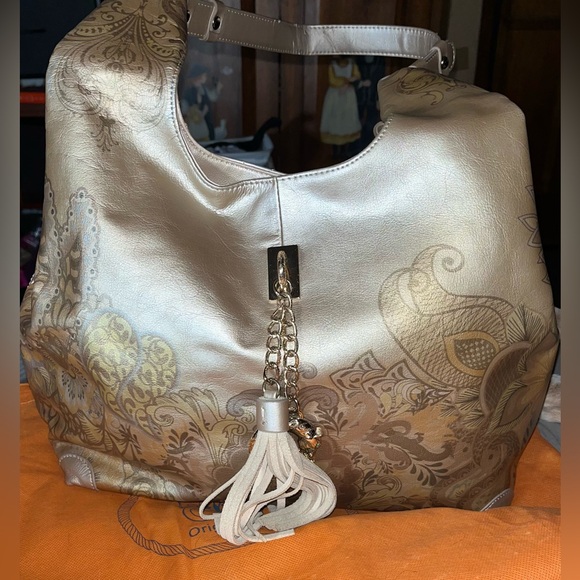 Sharif | Bags | Sharif Gold And Cream Shoulder Bag | Poshmark